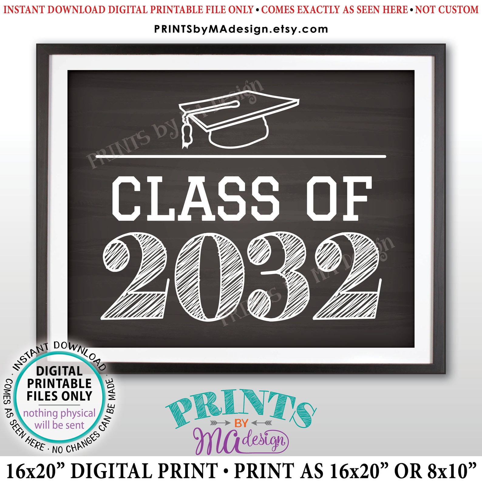 Class of 2032 Sign High School Graduation in 2032 PRINTABLE - Etsy