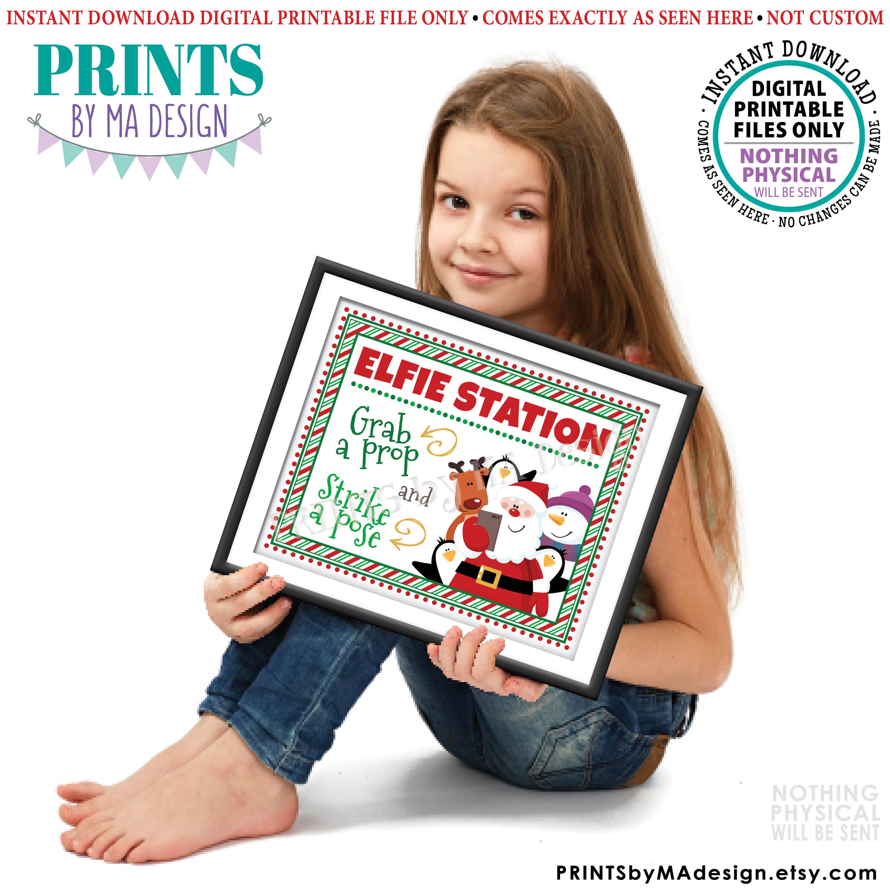 Elfie Station Christmas Selfie Station Sign Grab a Prop and - Etsy