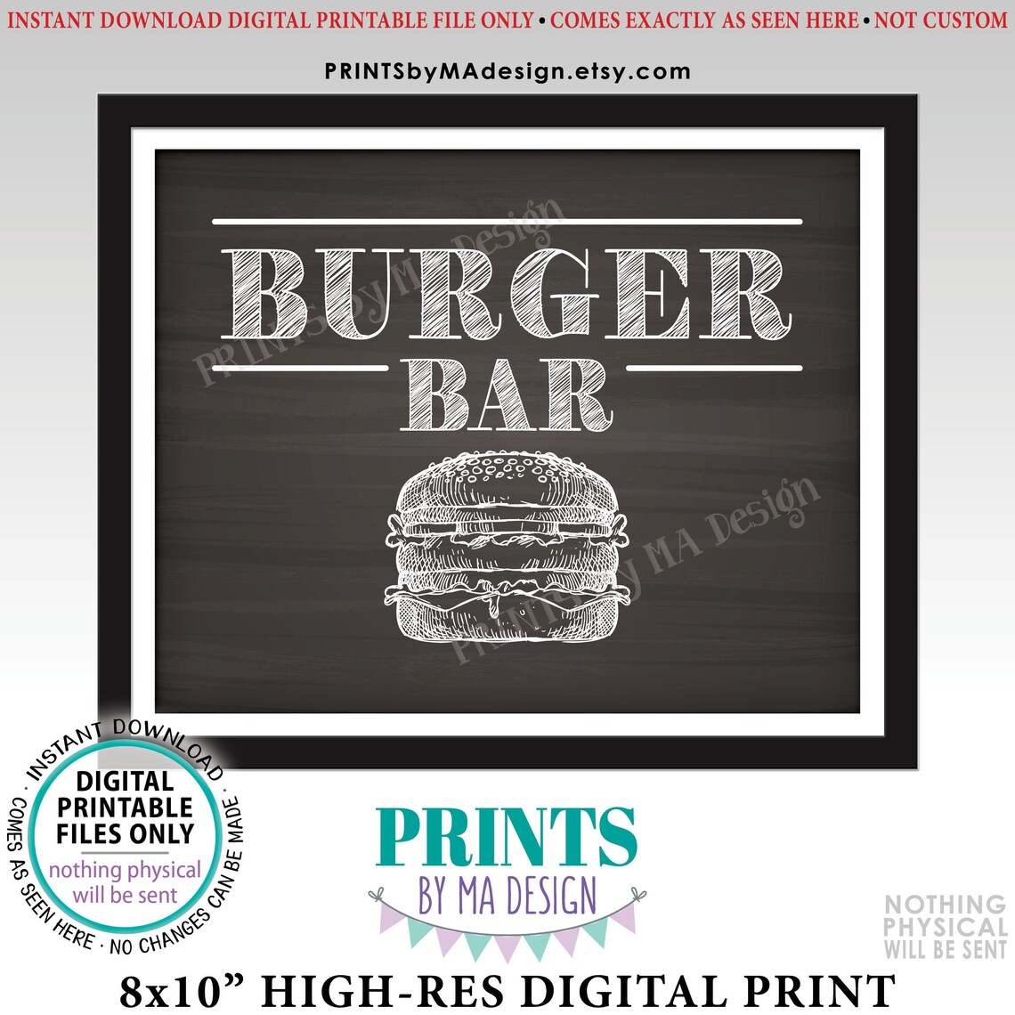 Burger Bar Sign Build a Burger Sign Sliders Graduation | Etsy