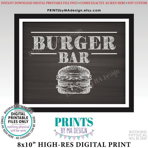 Burger Bar Sign Build a Burger Sign Sliders Graduation | Etsy