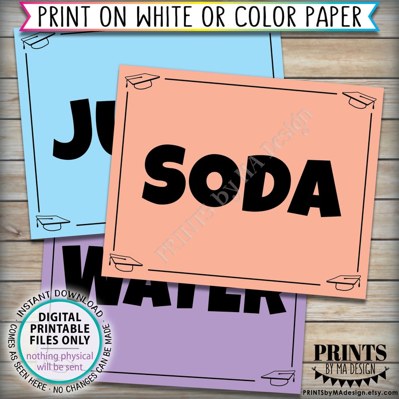 Beverage Station Signs Graduation Party Drinks Soda Juice - Etsy