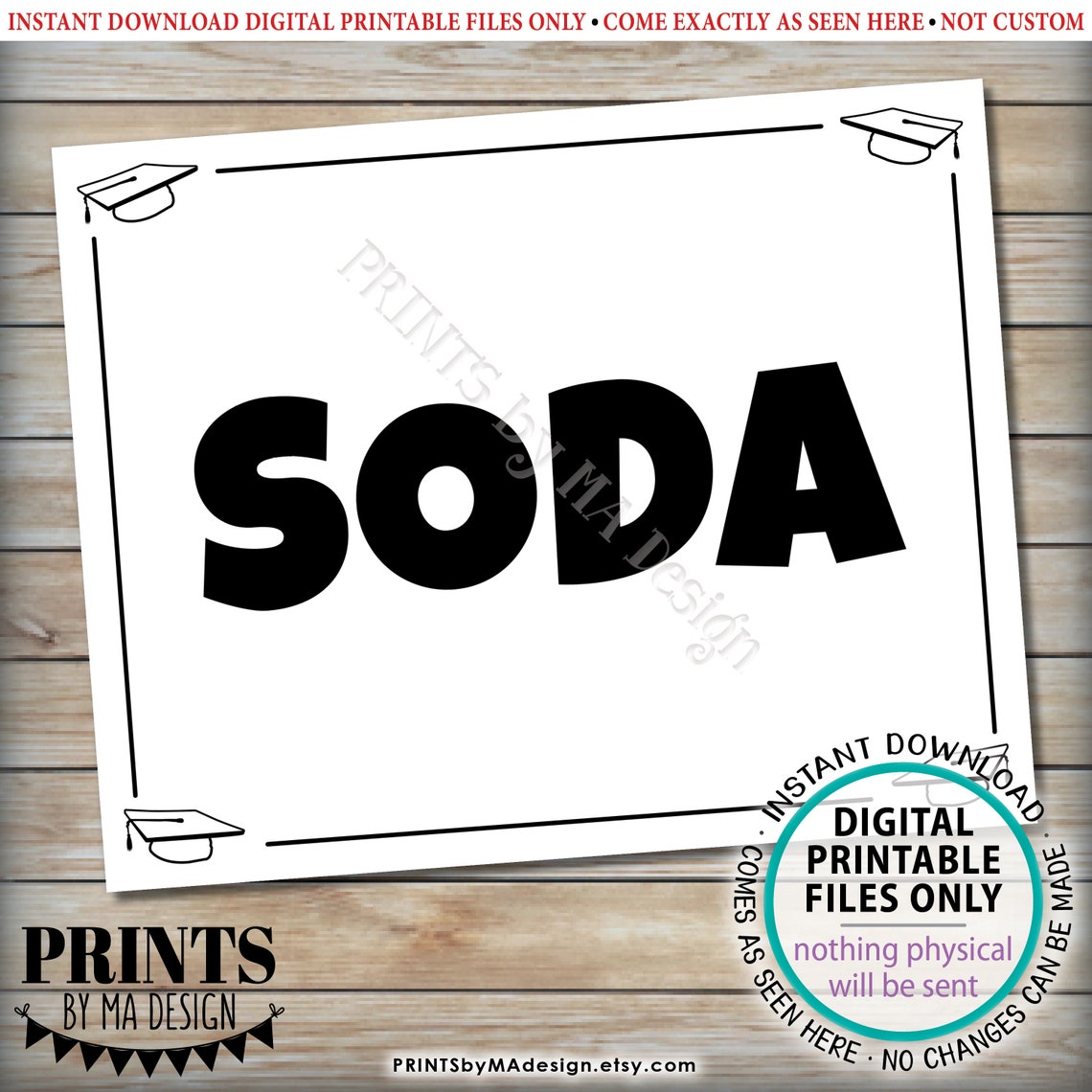 Beverage Station Signs Graduation Party Drinks Soda Water - Etsy