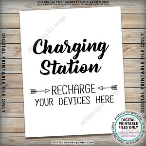 Charging Station Sign, Recharge Your Devices Here, Charge Your Phone ...