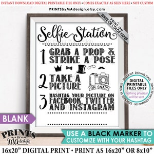 Selfie Station Sign, Share Pics on Social Media, Take a Selfie Hashtag ...