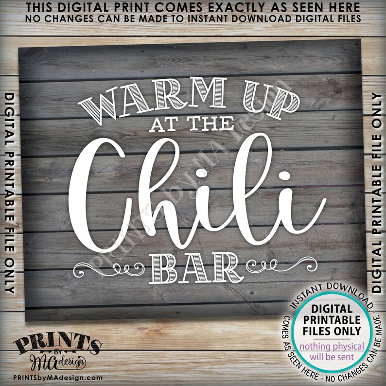 Warm up at the Chili Bar Sign, Chili Sign, Chili Buffet, Winter Decor ...
