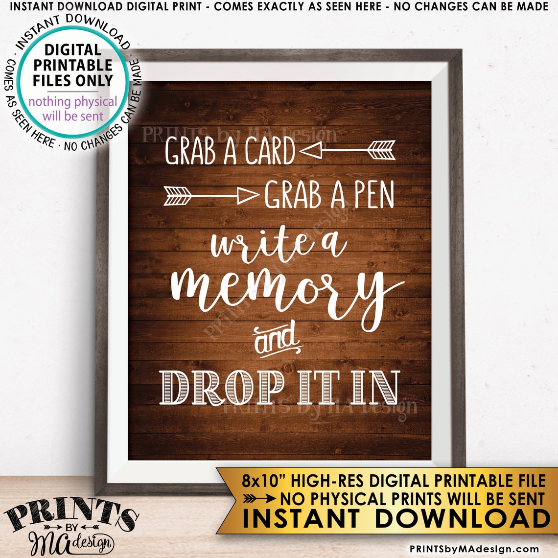 Write a Memory, Grab a Card Grab a Pen Drop It In, Birthday, Graduation ...
