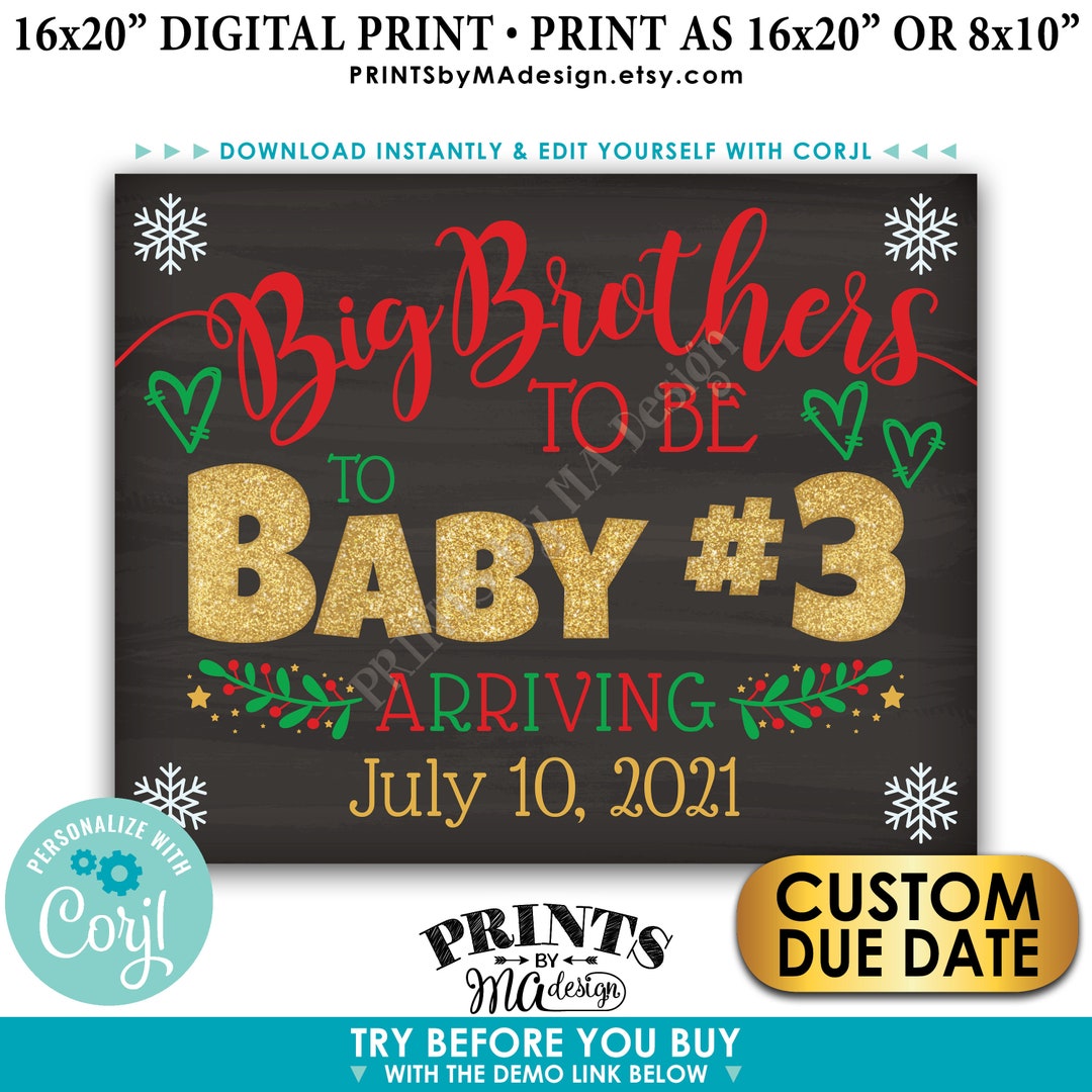 Baby #3 Christmas Pregnancy Announcement, Big Brothers to 3rd Child ...