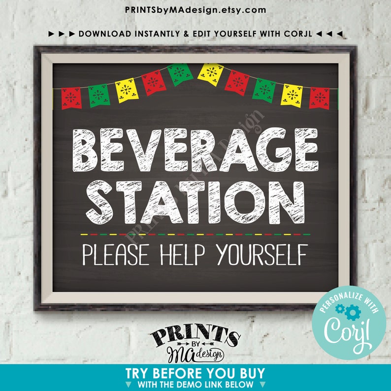 Beverage Station Sign Please Help Yourself to a Drink - Etsy