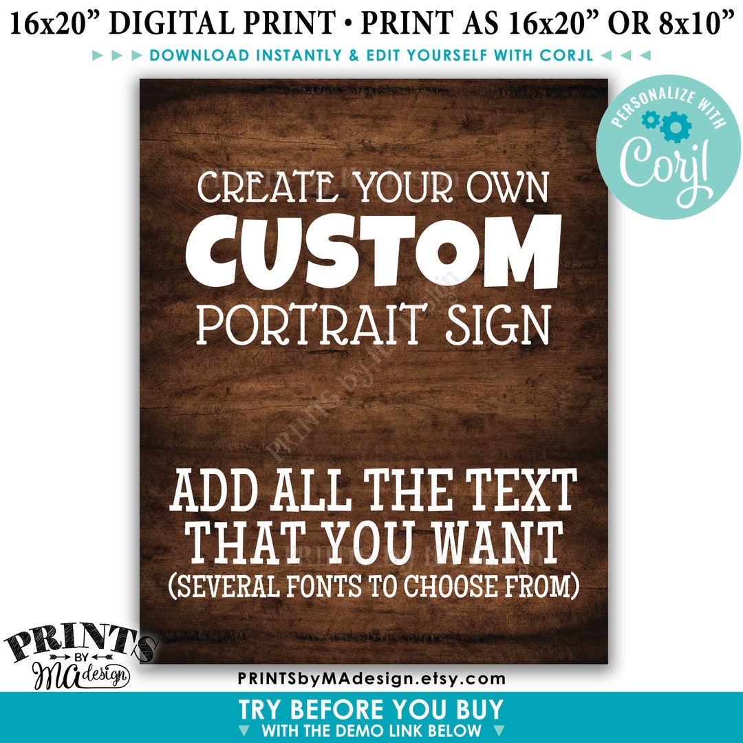 Custom Dark Brown Rustic Wood Style Sign, Choose Your Text, One Custom ...