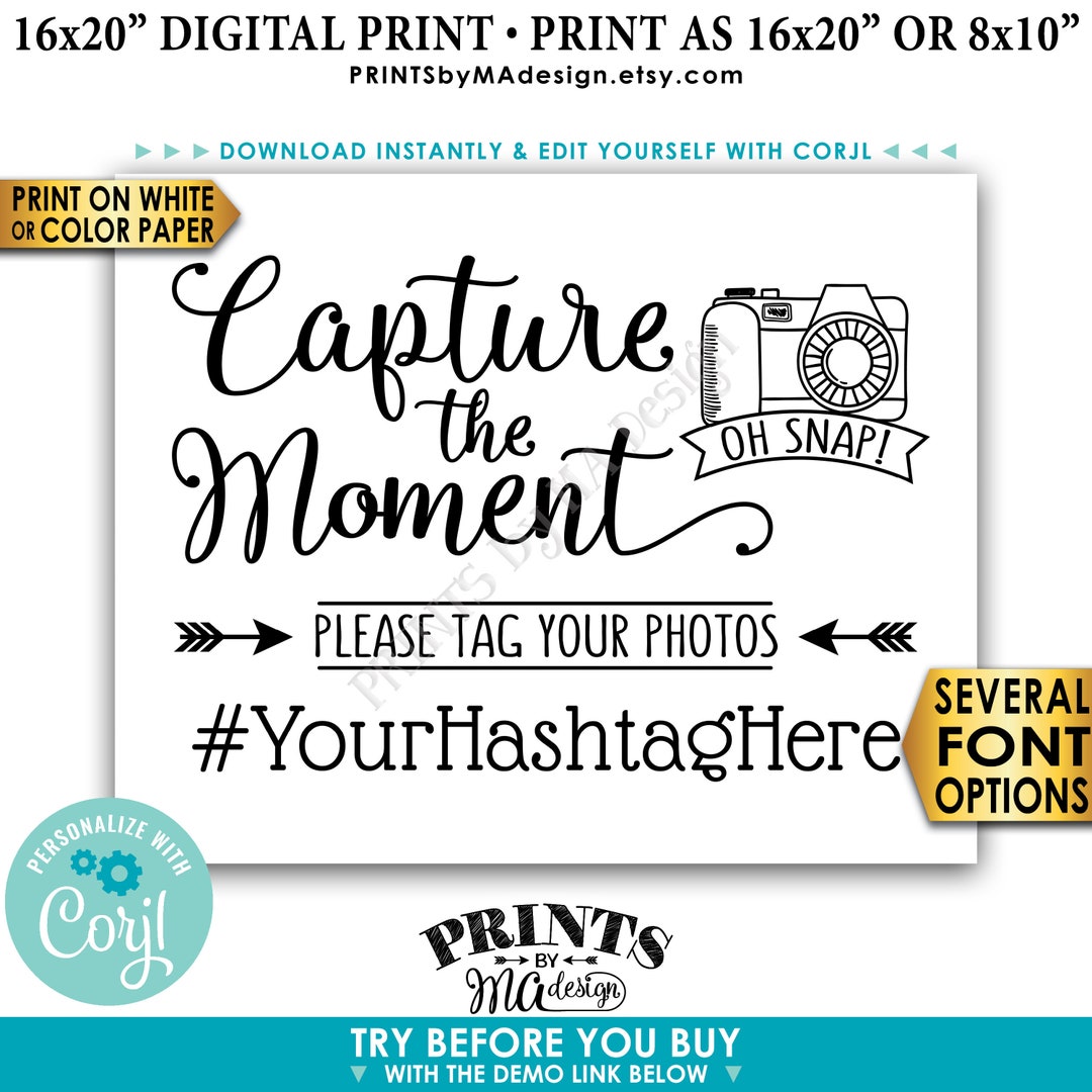 Capture the Moment Hashtag Sign, Tag Your Photos on Social Media ...