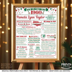 Back in the Year 1960 Birthday Sign, Flashback to 1960 Poster Board ...