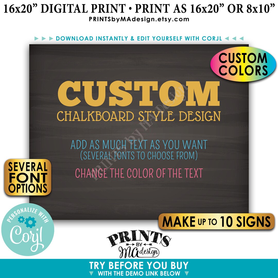 Custom Posters, Choose Your Text, Change Colors, up to 10 PRINTABLE ...
