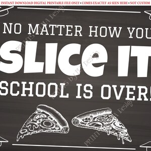 Graduation Party Pizza Sign, No Matter How You Slice It School is Over ...