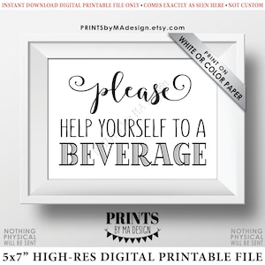 Beverage Station Sign, Please Help Yourself to a Beverage, PRINTABLE ...