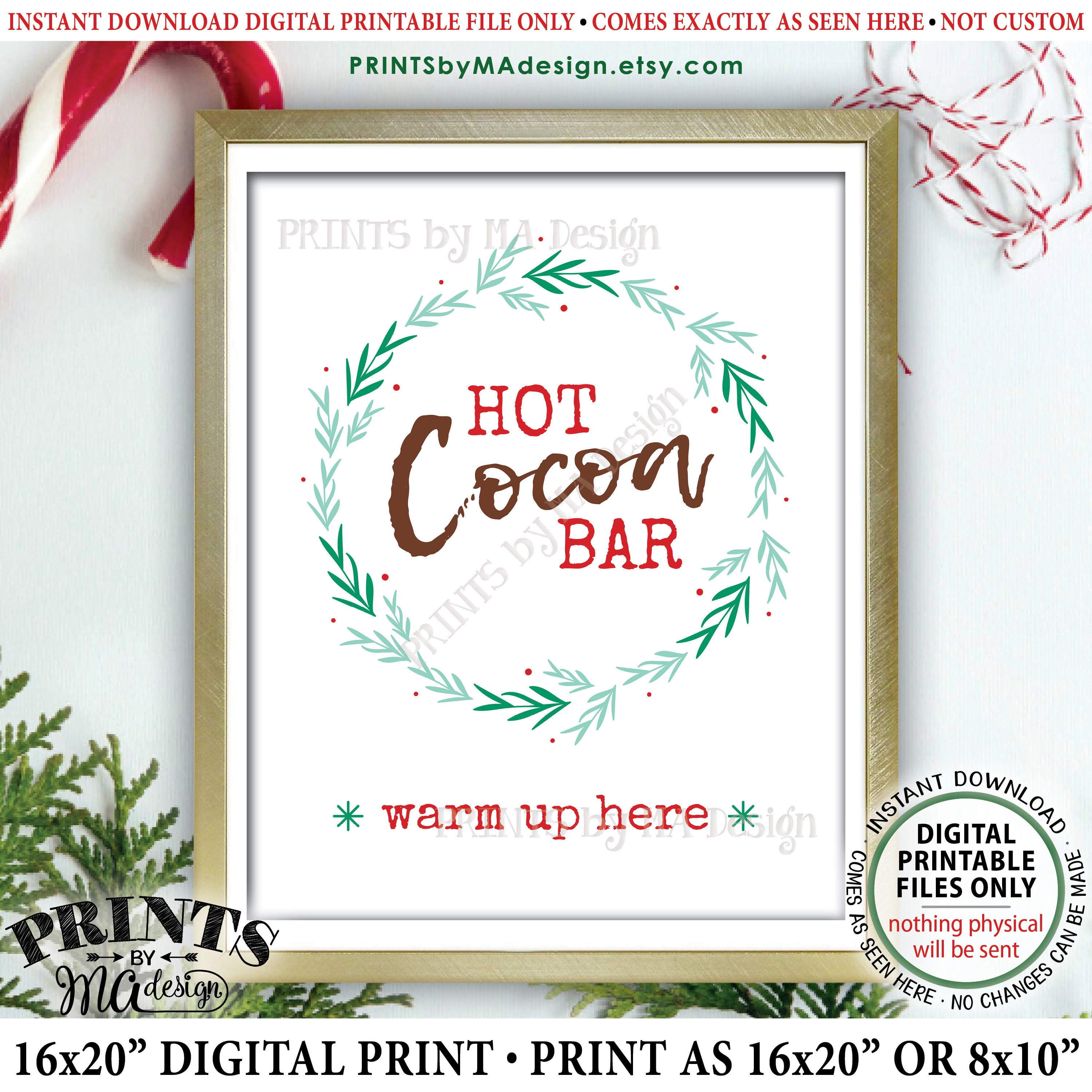 Hot Cocoa Bar Sign Warm up Here PRINTABLE 8x10/16x20 Sign | Etsy