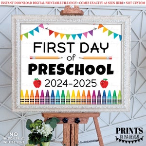 First Day of School Sign, Preschooler, Starting Preschool, Pre-k, 2024 ...