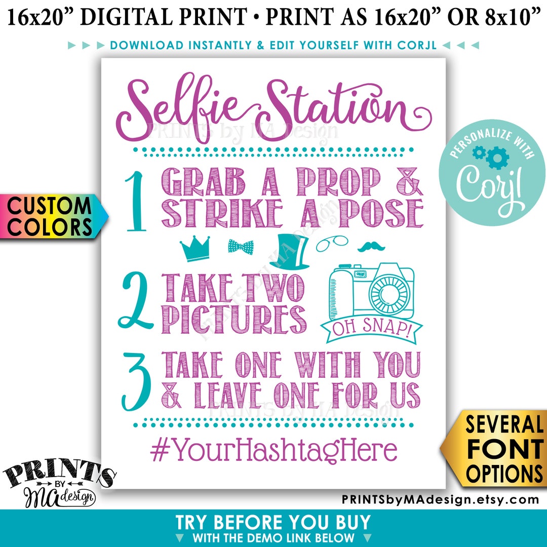 Selfie Station Sign, Take 2 Photos & Leave One for Us, Photobooth ...