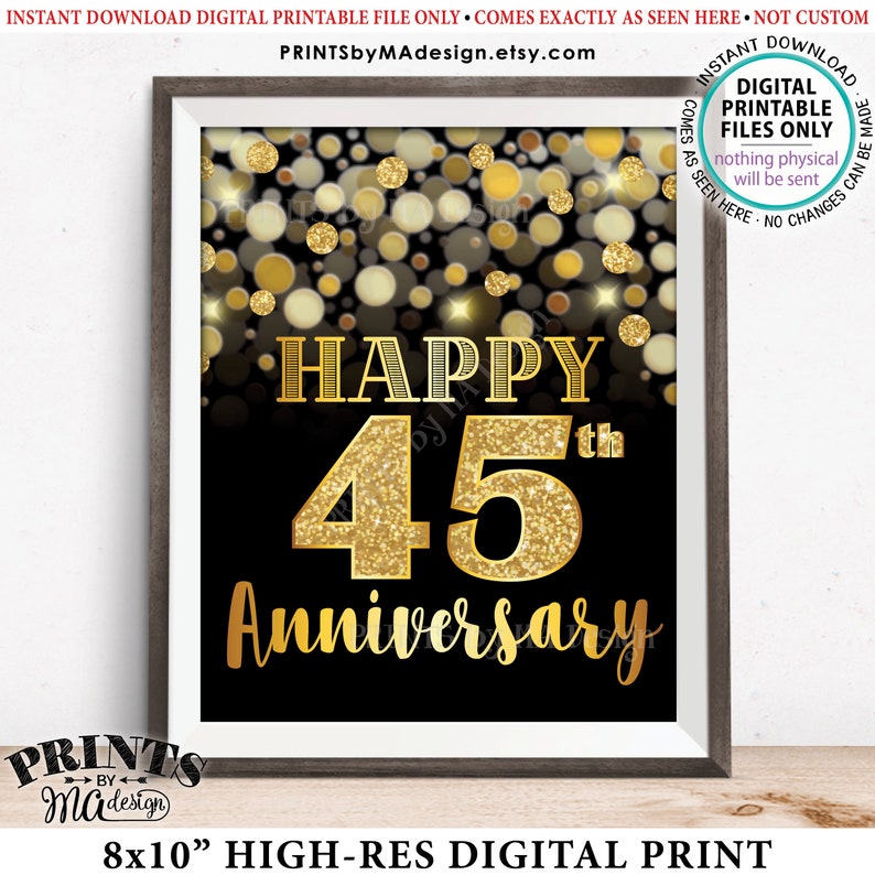 45th Anniversary Card Happy Golden 45th Anniversary 45 Years | Etsy