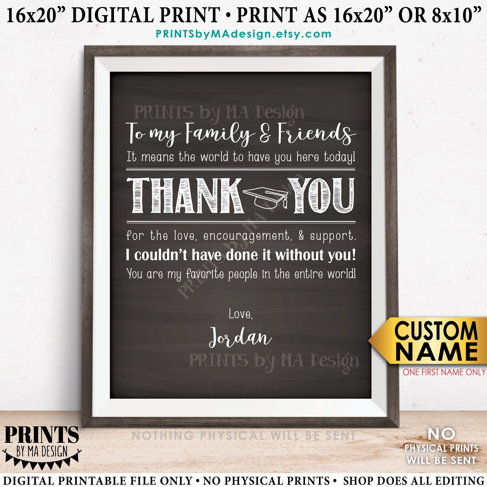 Graduation Thank You Sign, Thanks From the Graduate Poster, PRINTABLE ...