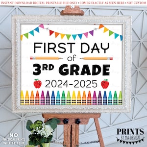 First Day of School Sign, Third Grader, Starting 3rd Grade Three, 2024 ...