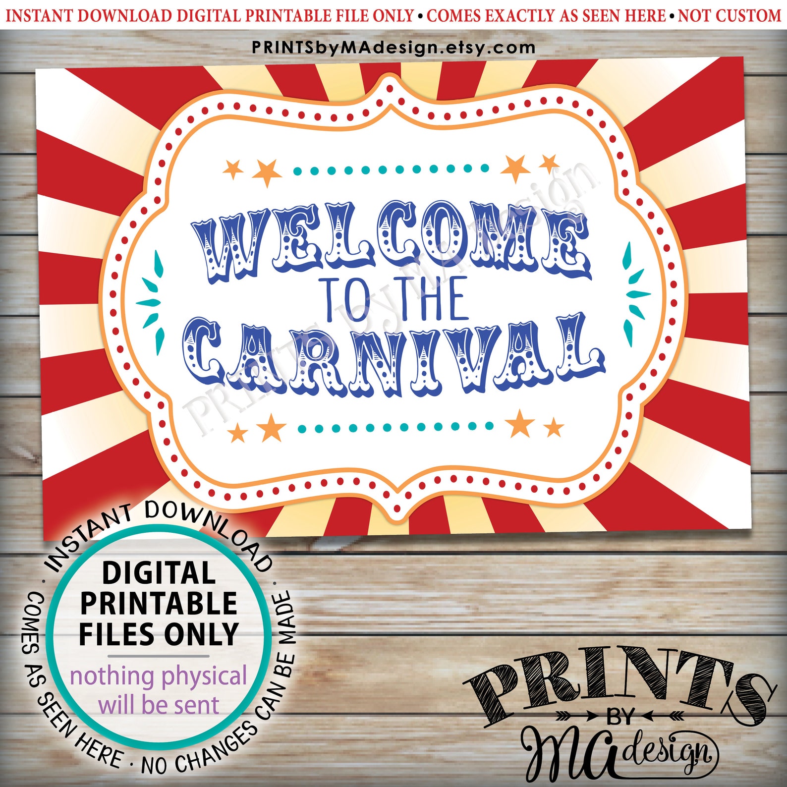 Welcome to the Carnival Sign, Carnival Theme Party, PRINTABLE 24x36 ...