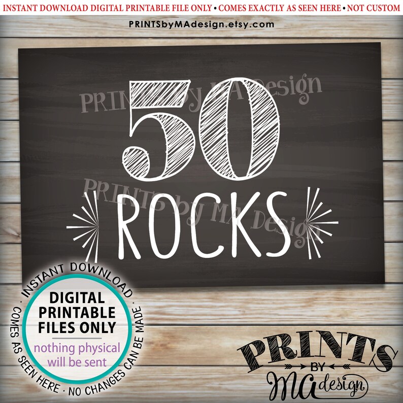 50th Birthday Sign, 50 Rocks, Pop Rocks, Funny 50th Candy Bar, Fiftieth ...