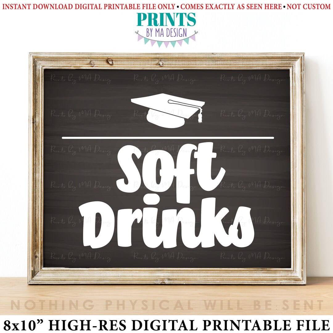 Soft Drinks Sign, Graduation Party Beverage Station, Soda, Pop, Iced ...