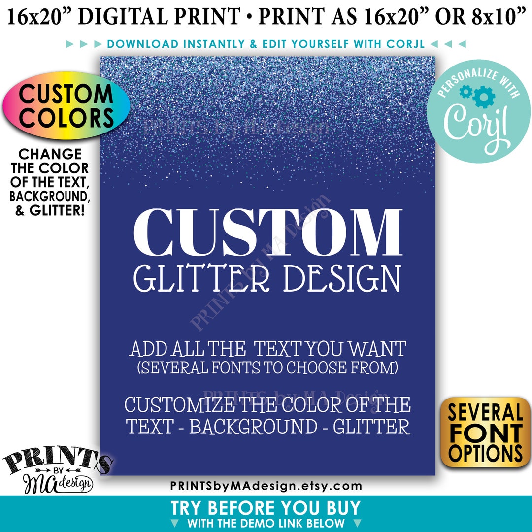 Custom Glitter Sign Choose Your Text Change Colors of Text - Etsy