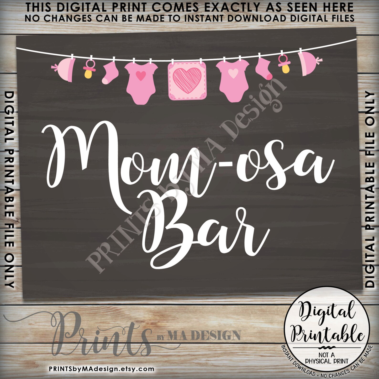 Mom-osa Bar Sign Pink Momosa Sign Mimosa It's a Girl | Etsy