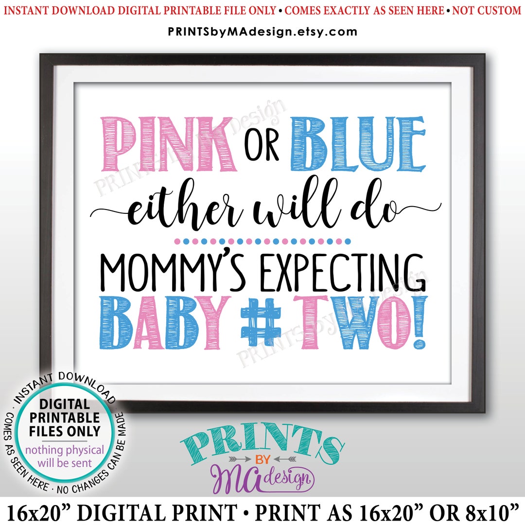 Baby Number 2 Pregnancy Announcement, Pink or Blue Either Will Do Mommy ...