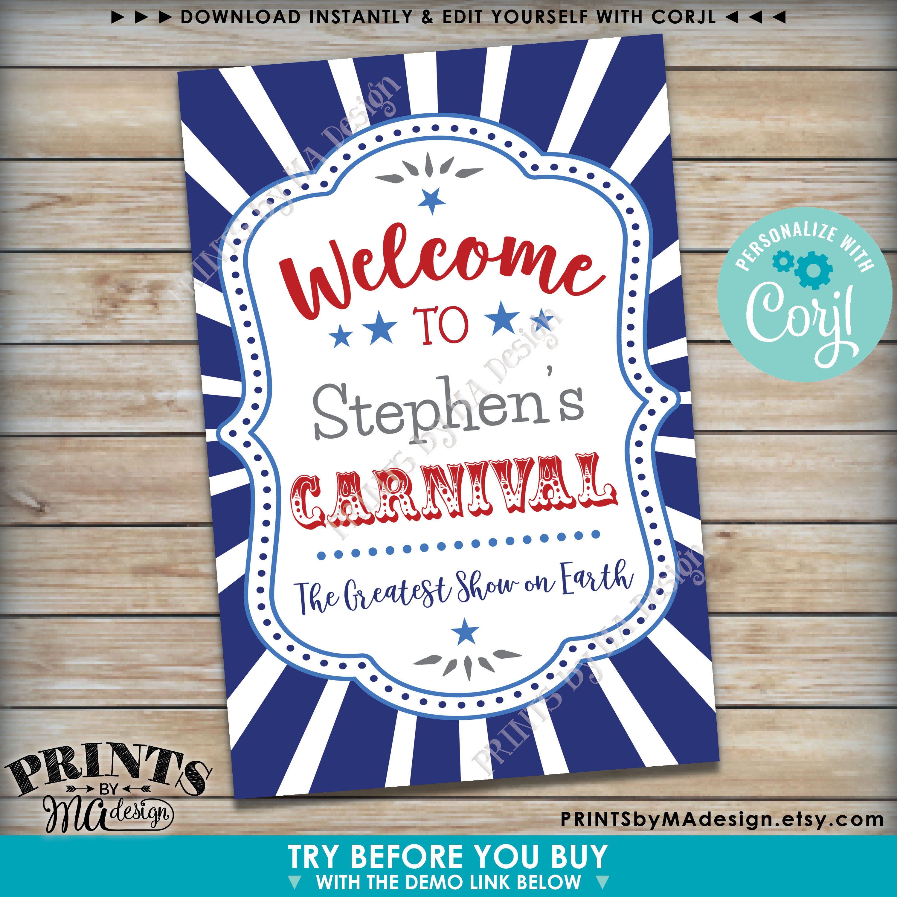 Carnival Welcome Sign, Welcome to the Carnival Entrance Sign, Custom ...