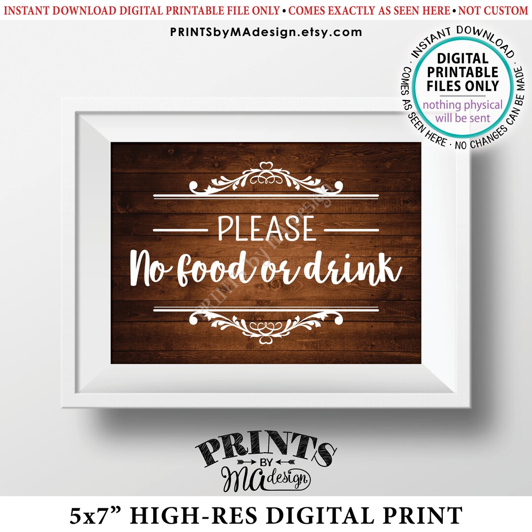 Please No Food or Drink Sign, No Food Sign, Keep Food Out, Rules for ...