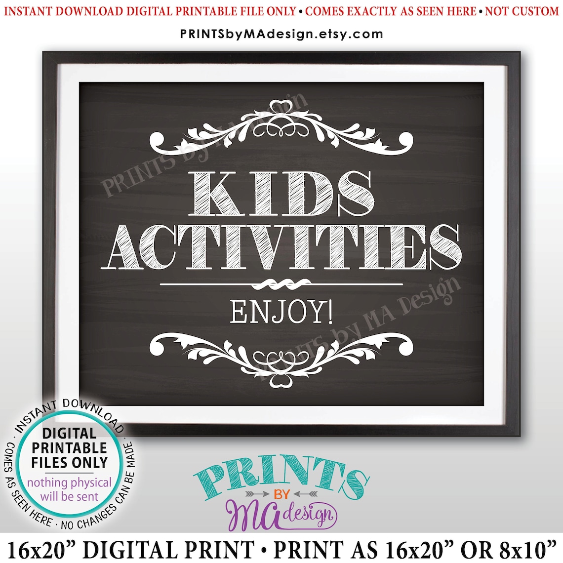 Kids Activities Sign Enjoy the Kids Activities Kids Table - Etsy