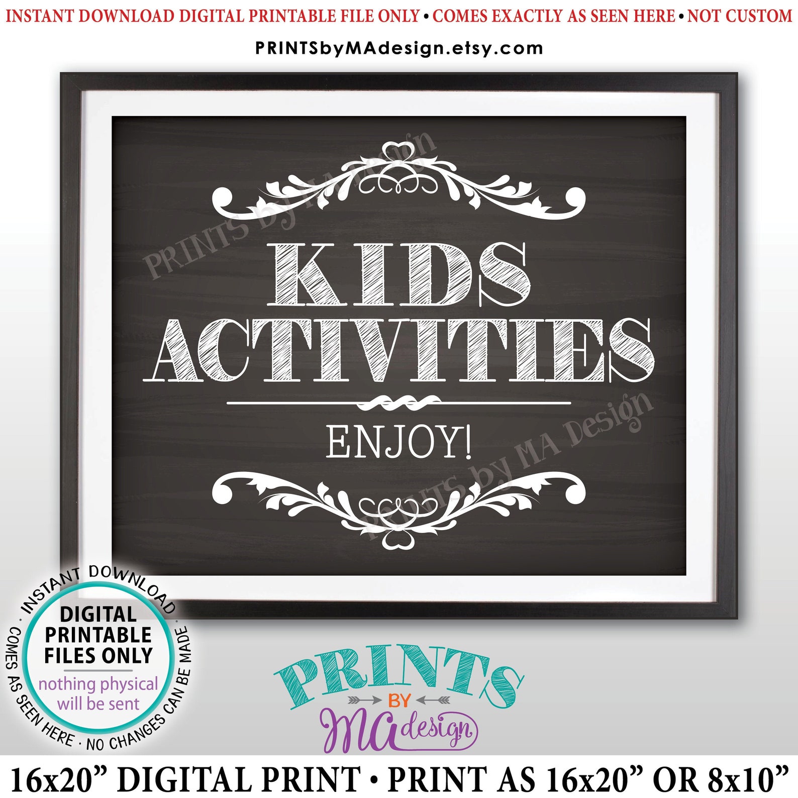 Kids Activities Sign Enjoy the Kids Activities Kids Table - Etsy