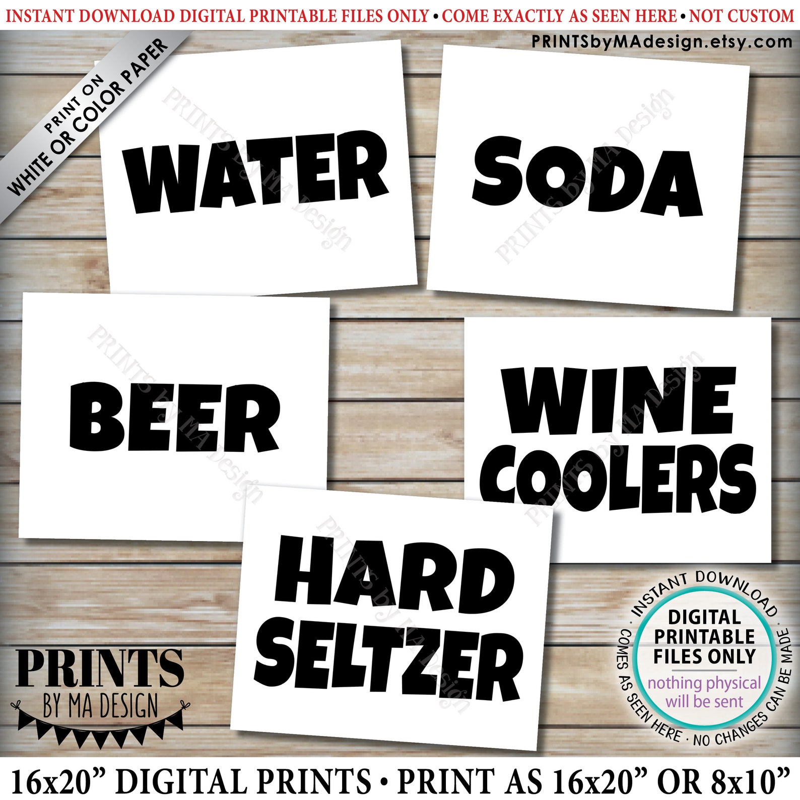 Beverage Signs Drink Station Bundle Package Soda Water - Etsy