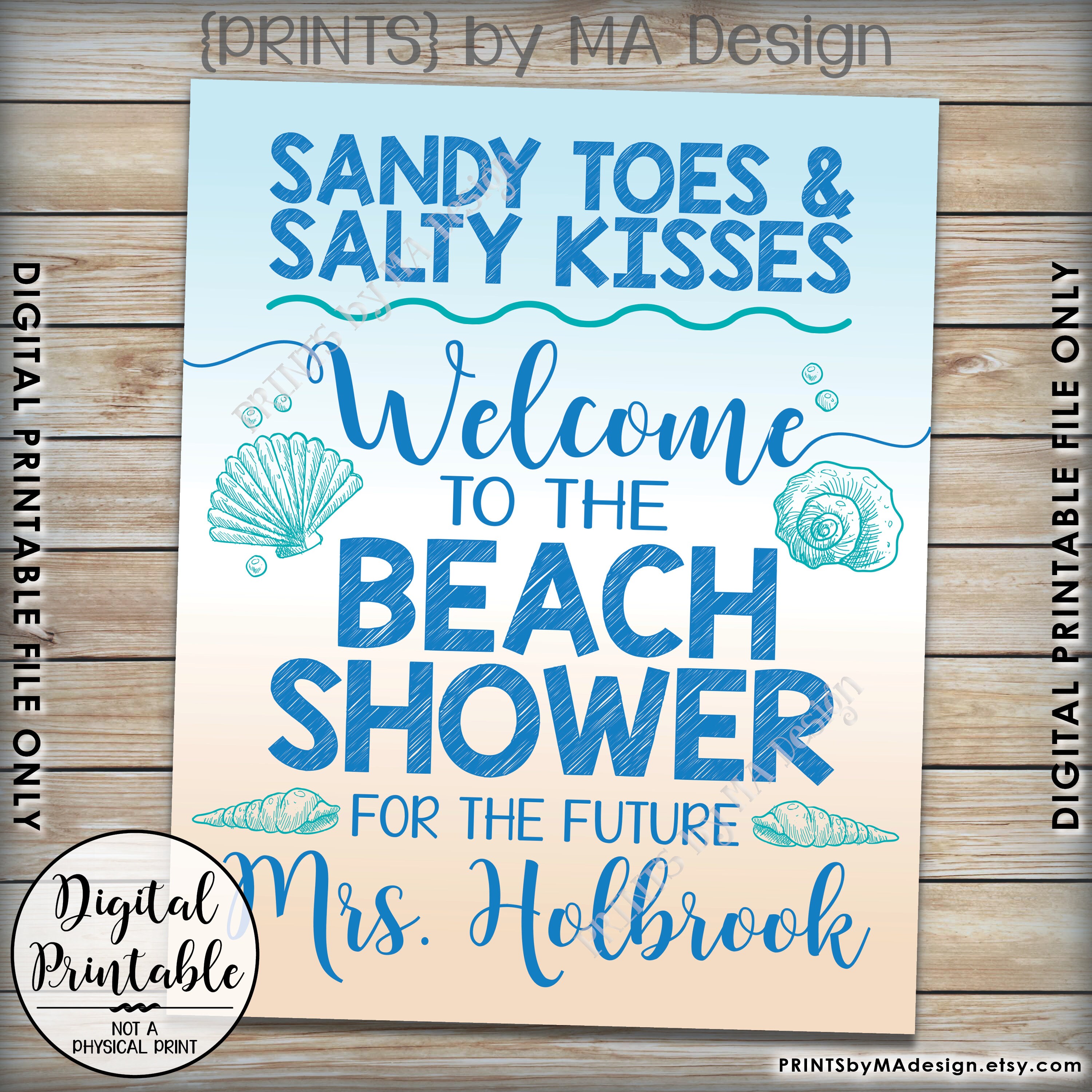 Beach Bridal Shower Sign, Beach Theme Bridal Shower Welcome Beach ...