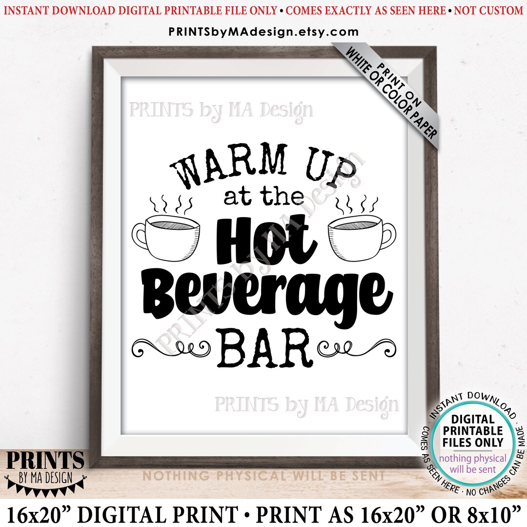 Hot Beverage Bar Sign, Chocolate Station, Cocoa Drink Display, Warm ...