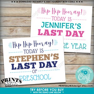 SALE!! Last Day of School Sign, Custom Name Grade and Colors School's ...