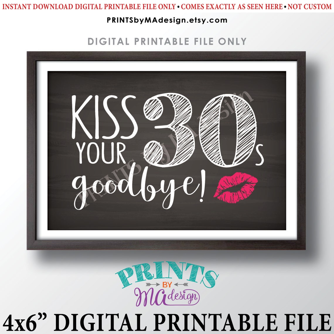 40th Birthday Sign Kiss Your 30s Goodbye Funny 40th Candy | Etsy