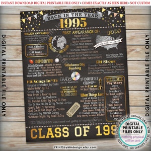 Class of 1995 Reunion Decoration, Back in the Year 1995 Poster Board ...