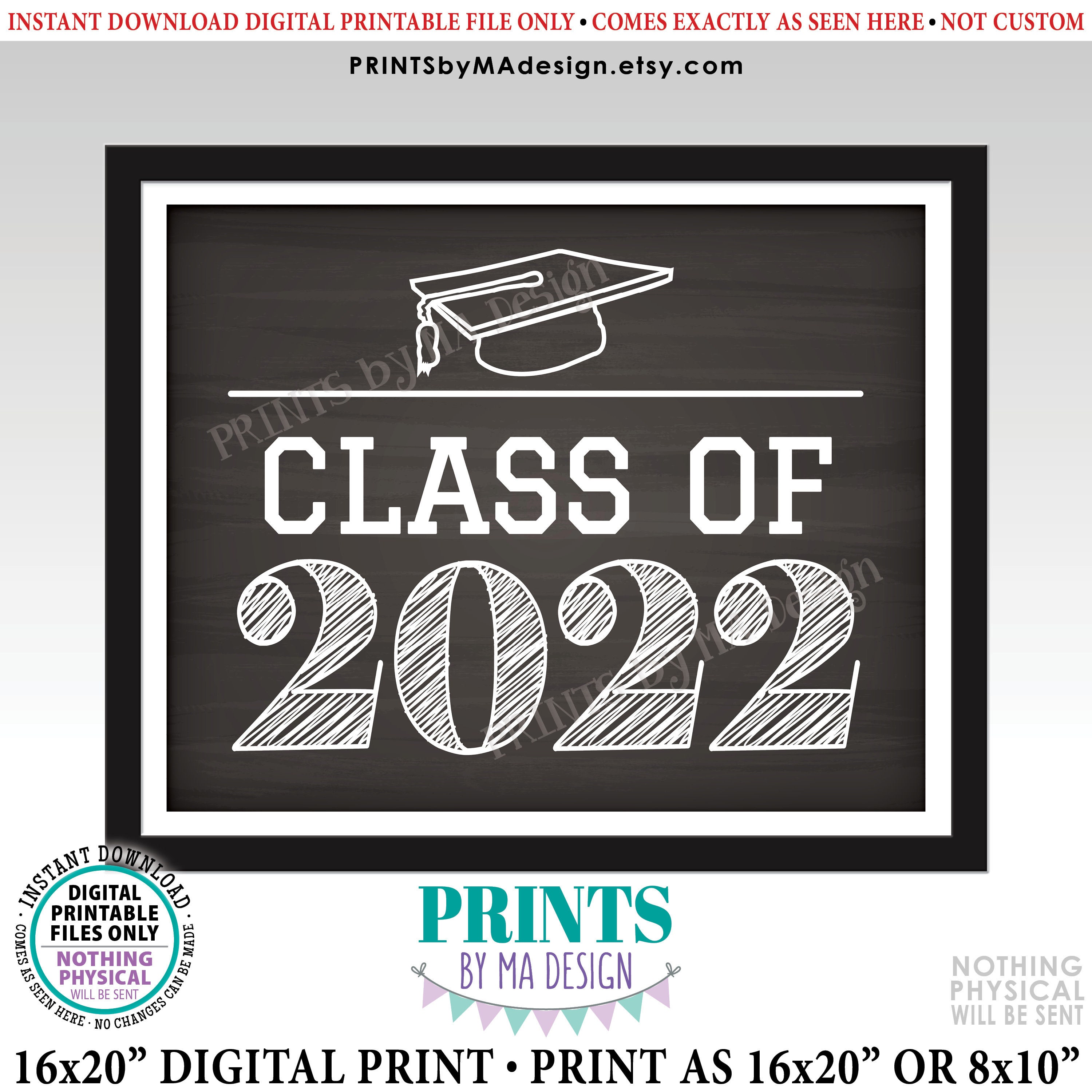 Class of 2022 Sign, High School Graduation in 2022, PRINTABLE 8x10 ...