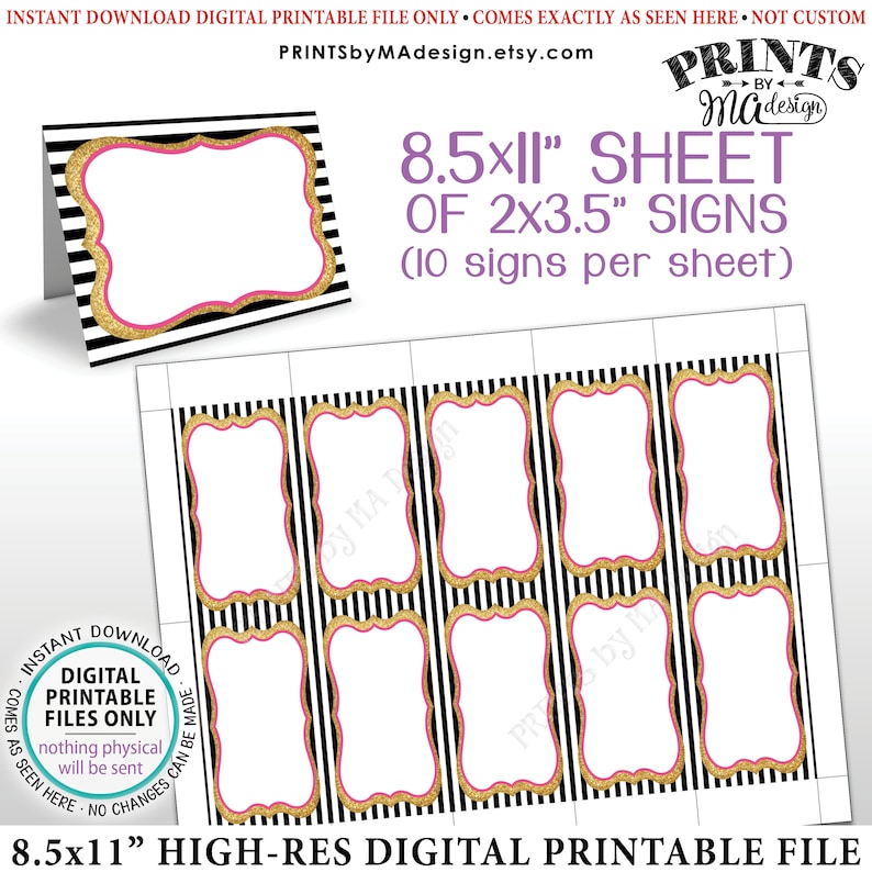 Food Labels Table Tent Menu Buffet Food Tags Place Cards - Etsy