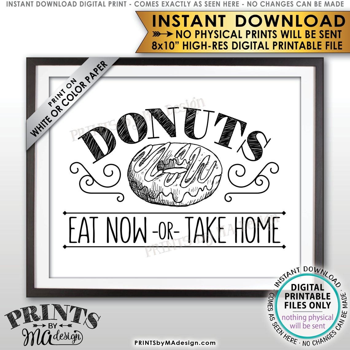 Donut Sign, Eat Now or Take Home Donut Display, Take One Donut Bar ...
