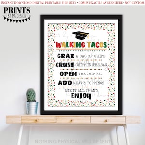 Walking Tacos Graduation Party Sign, Grad Party Taco Bar Sign, Fiesta ...