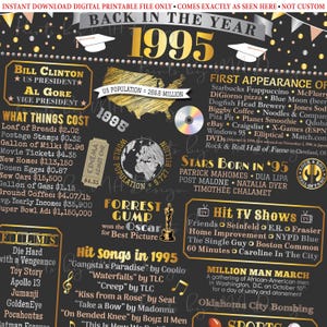 Class of 1995 Reunion Decoration, Back in the Year 1995 Poster Board ...