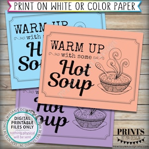 Warm up With Some Hot Soup Sign, Soup Station, Soup Bar, Soup Buffet ...