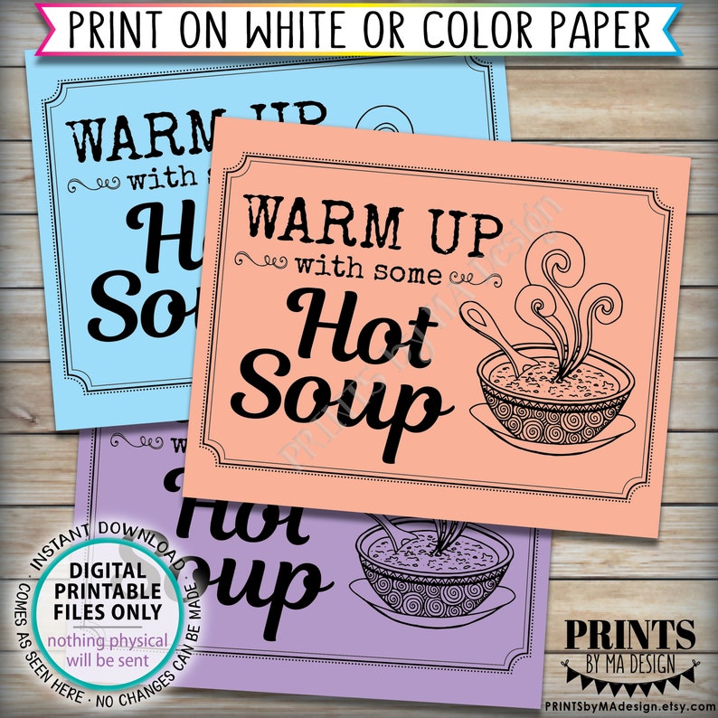 Warm up With Some Hot Soup Sign, Soup Station, Soup Bar, Soup Buffet ...