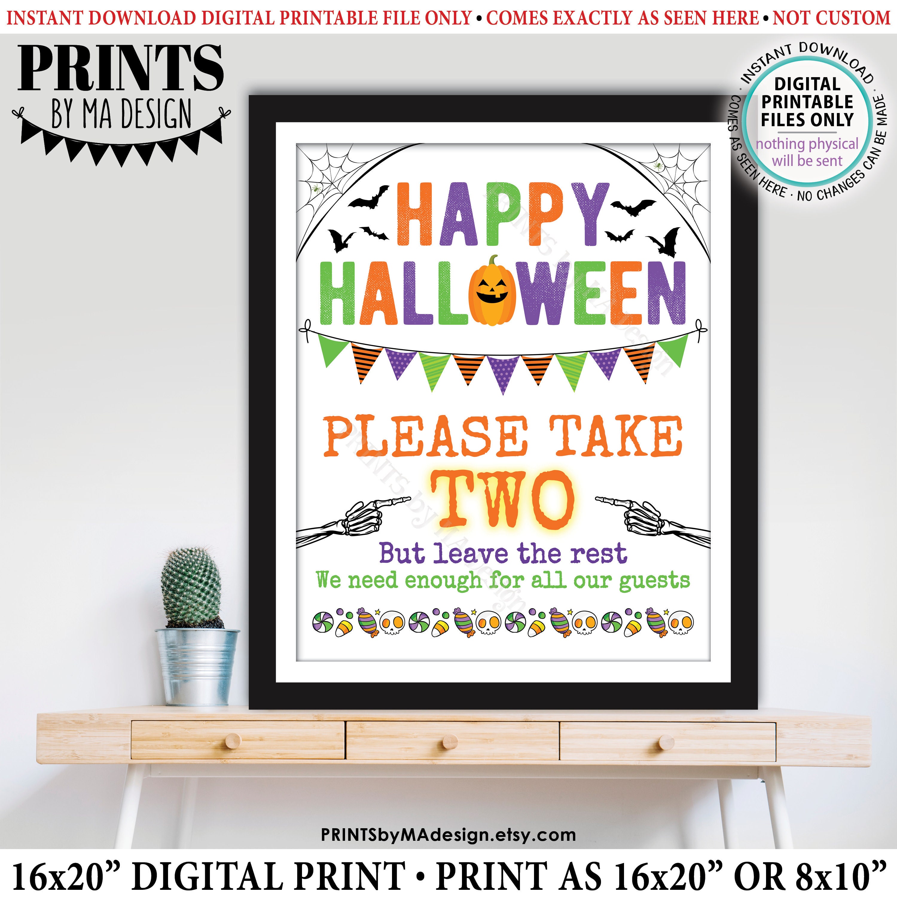 Please Take Two Treats Sign Happy Halloween Trick-or-treat | Etsy