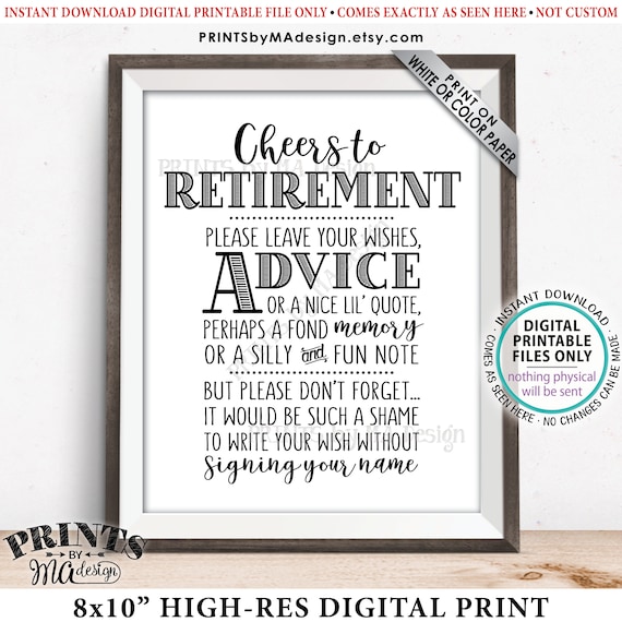 Cheers to Retirement Party Sign Leave Your Wishes Advice - Etsy Canada