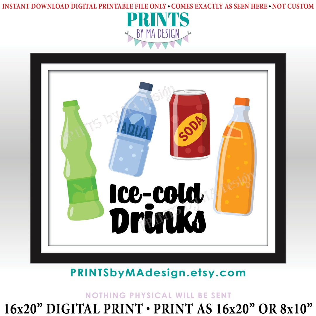 Ice Cold Drinks Sign, School Concession Stand, Sports, Festival, Pop ...